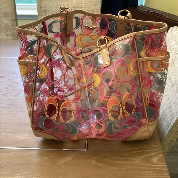 Coach | Bags | Coach Multicolor Transparent Tote Bag | Poshmark